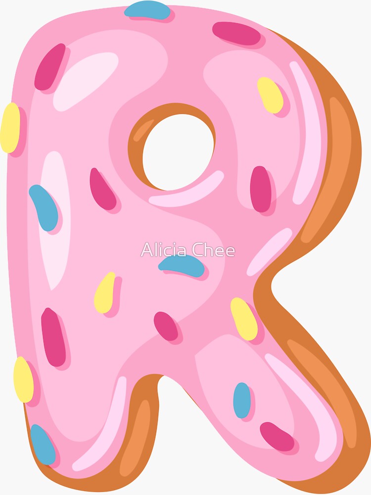 "Colorful Sprinkles Pink Donut - Letter R" Sticker for Sale by Alicia C ...