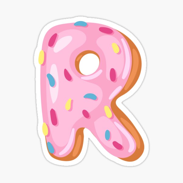 "Colorful Sprinkles Pink Donut - Letter R" Sticker for Sale by ...