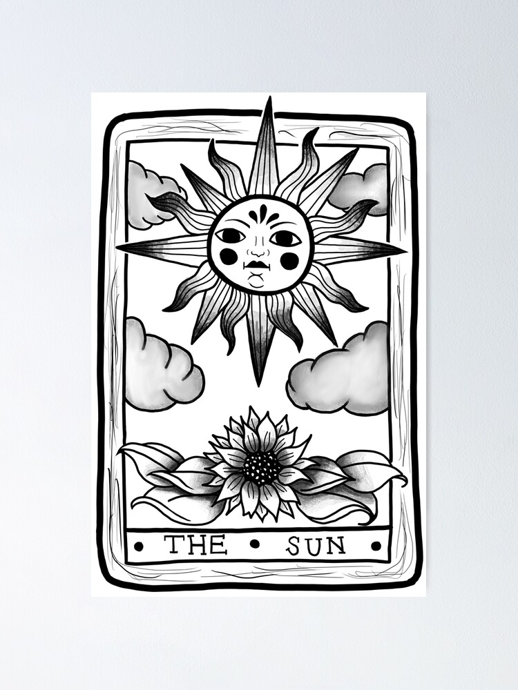 "The Sun (Uncolored)- (Tarot Card Design 3)" Poster by lilirosew ...
