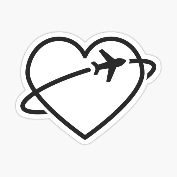 "Plane Flying Around Heart" Sticker by bcrossleysmith | Redbubble