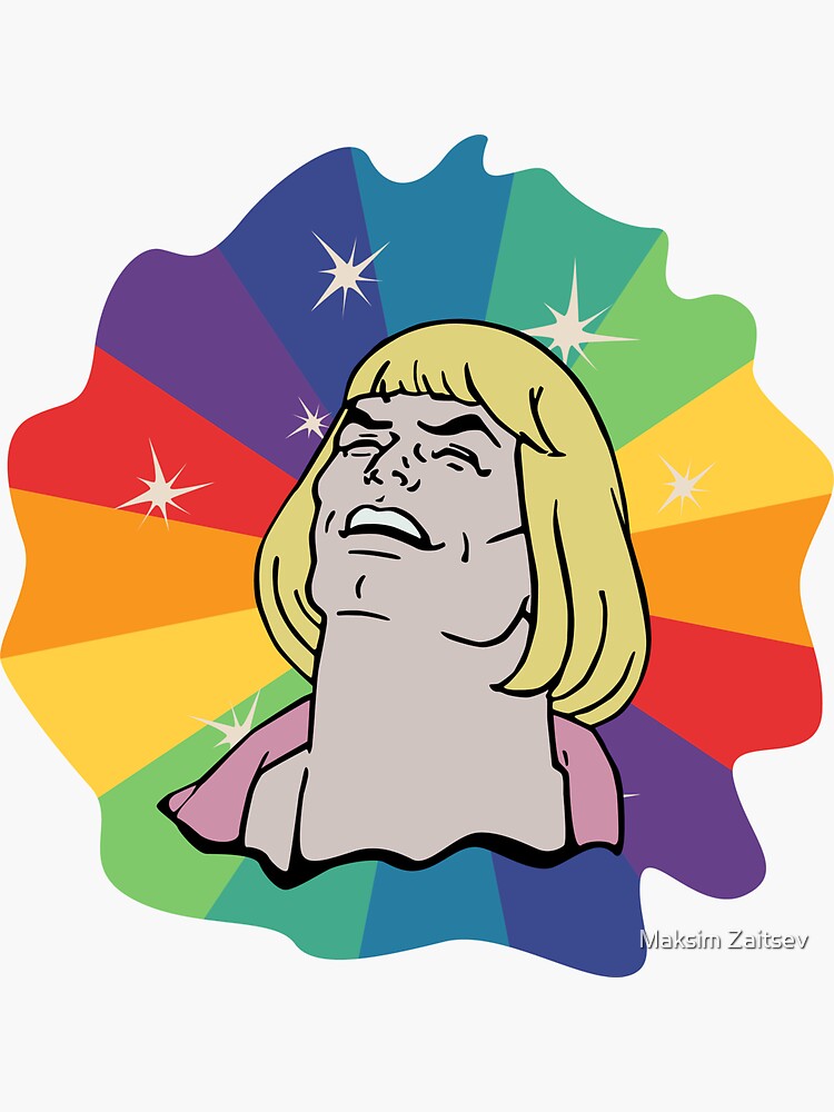 "HE-MAN HEYEAYEAYEA MEME 2" Sticker by MaxGraphic | Redbubble