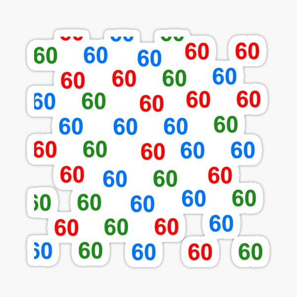 "Number pattern, colorful pattern 60, anniversary 60, gift 60" Sticker ...