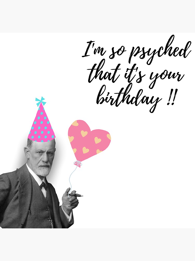 "Freud: I'm psyched it's your birthday" Sticker for Sale by NelBo ...
