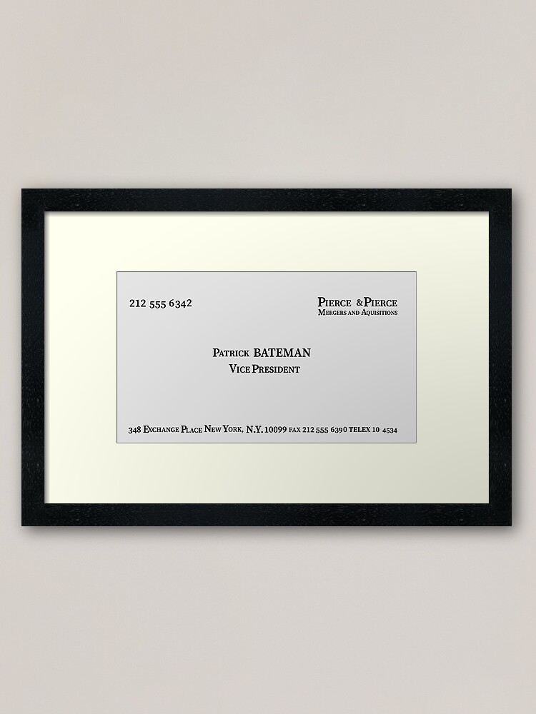 "Patrick Bateman American Psycho Business Card" Framed Art Print for ...
