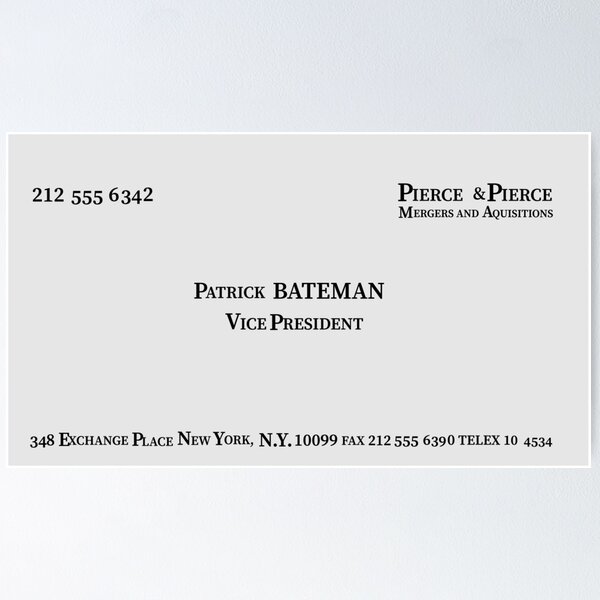 "Patrick Bateman American Psycho Business Card" Poster for Sale by ...