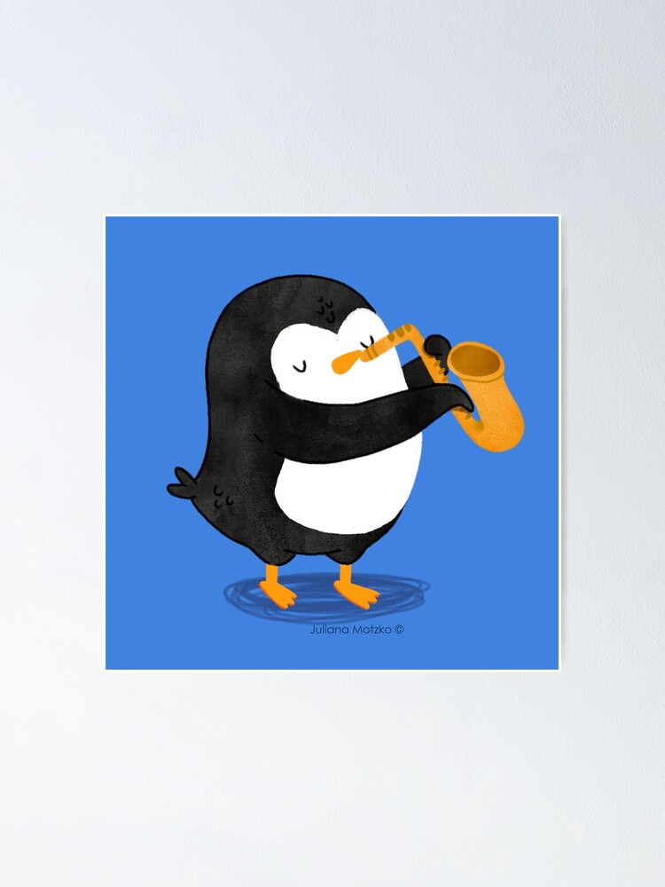 "Steve Penguin playing a saxophone" Poster for Sale by thepenguins ...