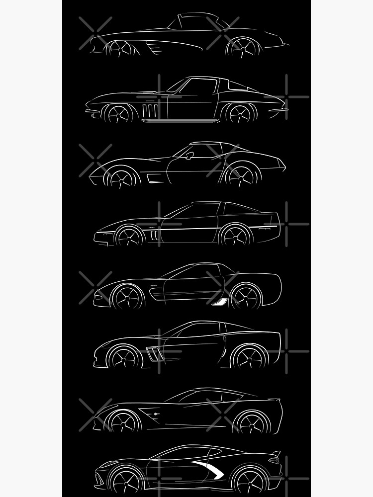 Evolution of the corvette - profile white Premium Matte Vertical Poster ...