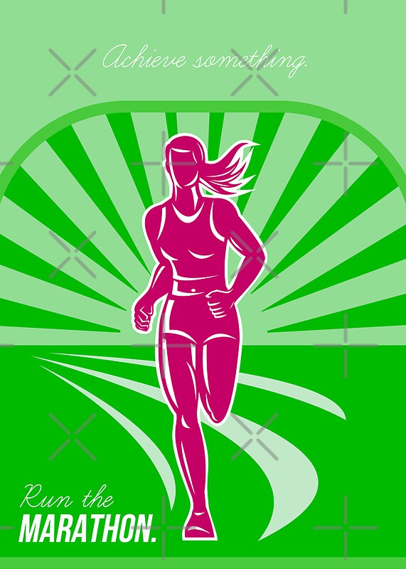 "Female Run Marathon Retro Poster" by patrimonio | Redbubble