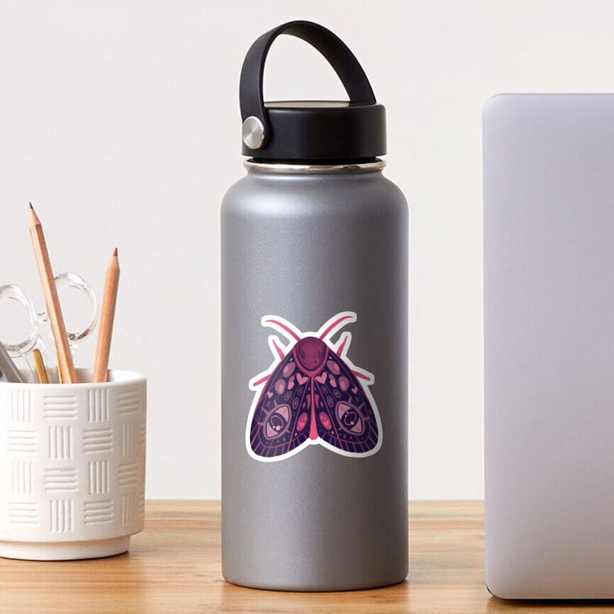 "Pink moth One" Sticker by JosieO | Redbubble