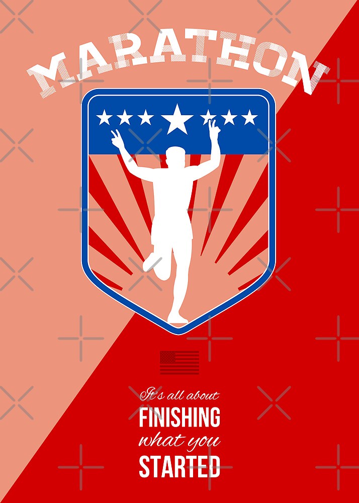 "Marathon Runner Finish Run Poster" by patrimonio | Redbubble