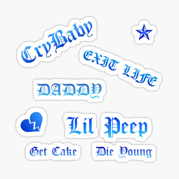 "Lil Peep Blue Gradient Tattoos Pack 1" Sticker by BabeBoutique | Redbubble