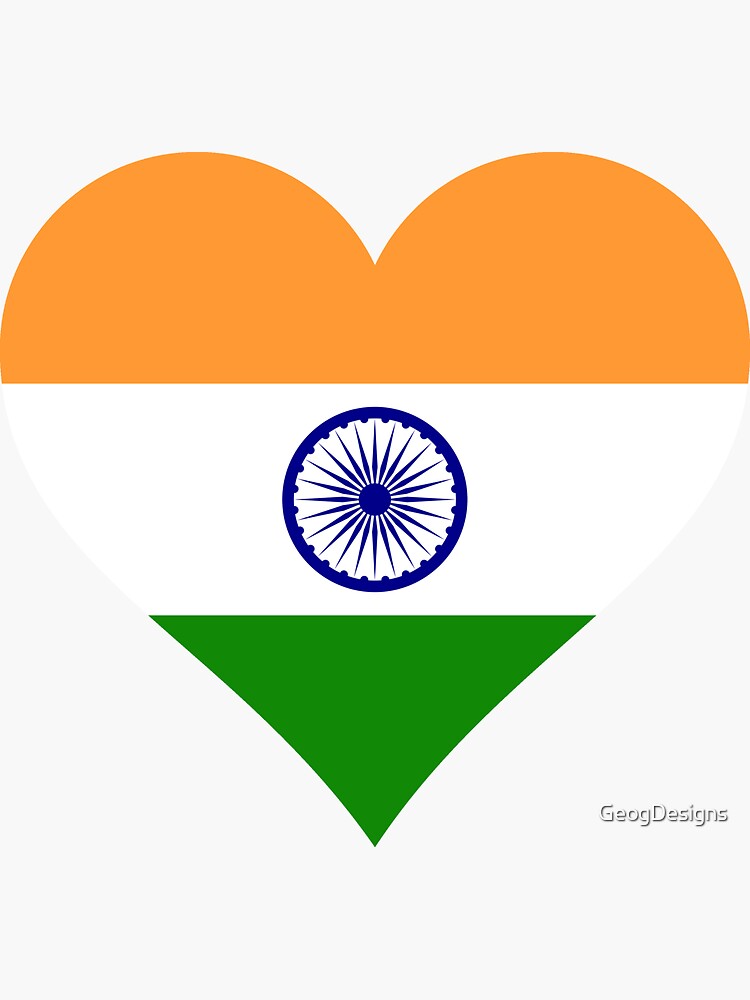 "India indian ensign flag heart" Sticker by GeogDesigns | Redbubble
