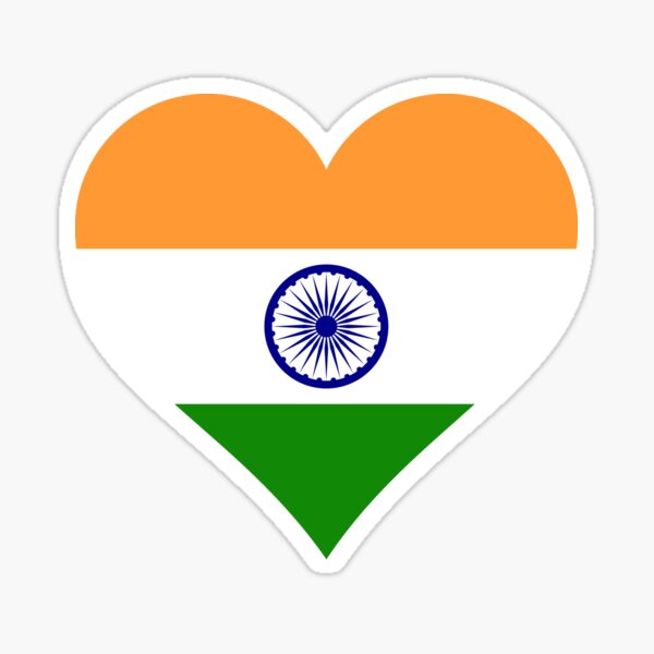 "India indian ensign flag heart" Sticker by GeogDesigns | Redbubble