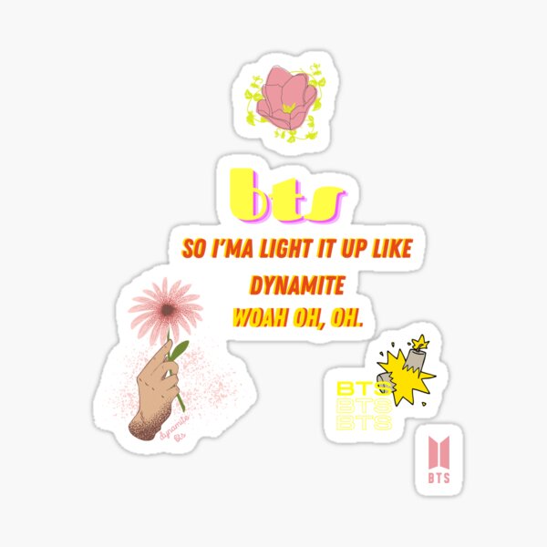 "BTS - Dynamite" Sticker for Sale by aesthelyrics | Redbubble