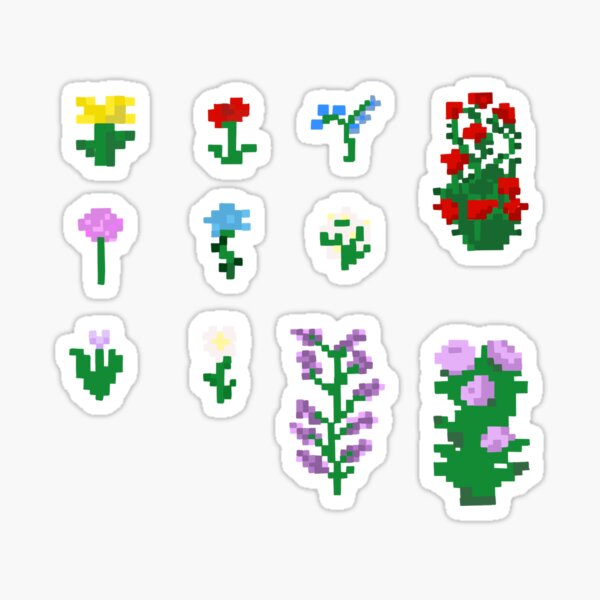"Minecraft flowers" Sticker for Sale by aeowynn | Redbubble