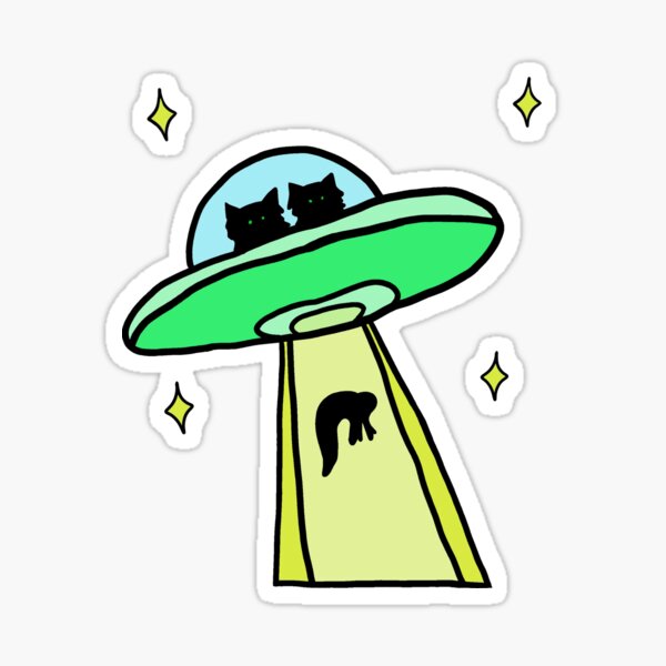 "cat alien abduction" Sticker by alisadesigns | Redbubble