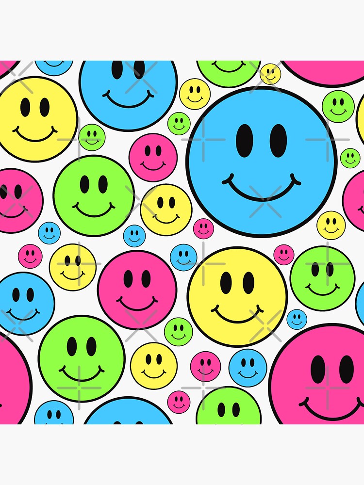 "Smiley Faces Pattern" Sticker for Sale by Funful | Redbubble