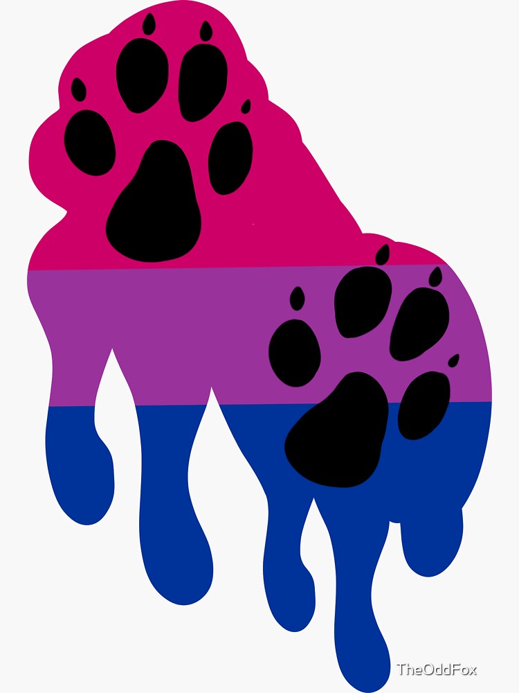 "Bi Flag Fox Paws" Sticker by TheOddFox | Redbubble