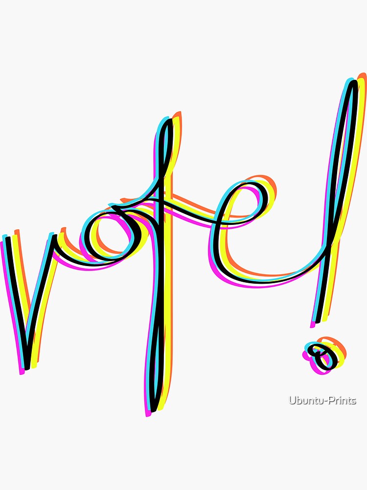 "Multi-Colored Cursive VOTE! " Sticker by Ubuntu-Prints | Redbubble