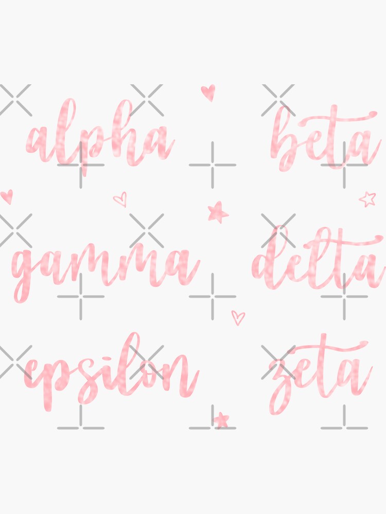 "Sorority Names Sticker Sheet (pt 1)" Sticker for Sale by 3llaw3ss ...