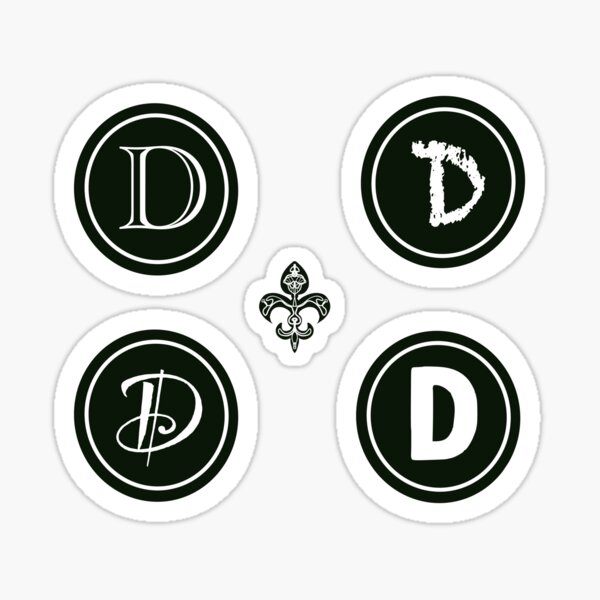 "Letter D initial monogram sticker sheet pack black and white circles ...