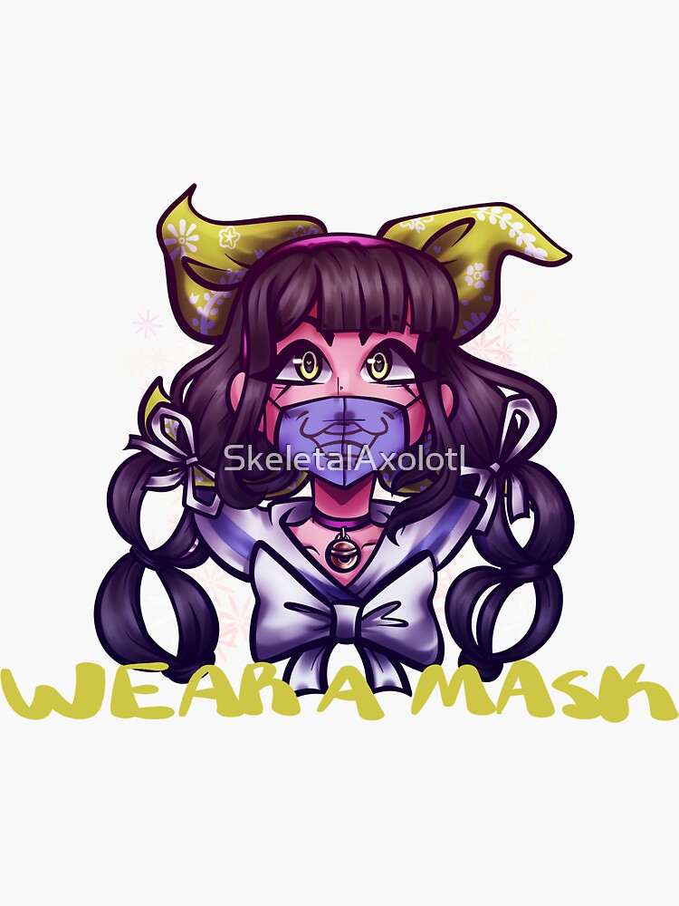 "Tenko Chabishira WEAR A MASK!!" Sticker by SkeletalAxolotl | Redbubble
