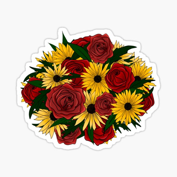 "Sunflower Rose Bouquet" Sticker for Sale by jenessink | Redbubble