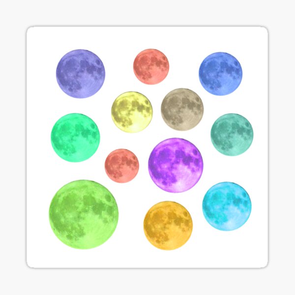"Colourful moons" Sticker for Sale by greentiger1 | Redbubble