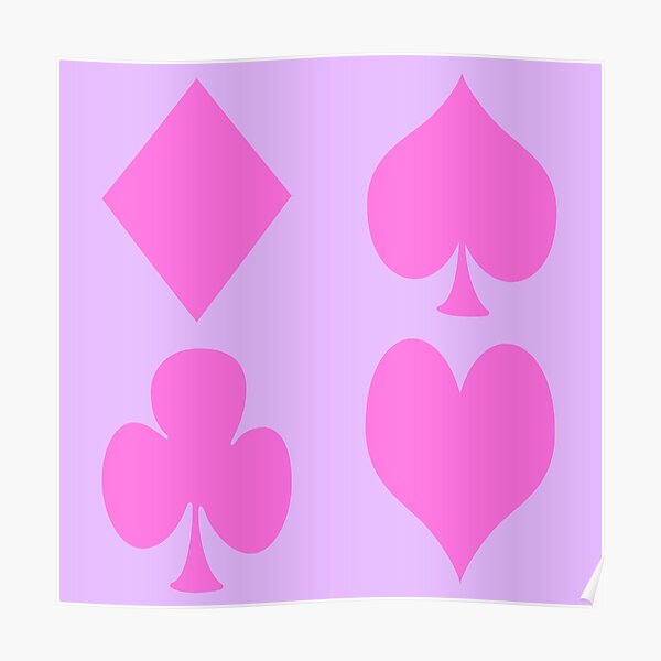"Pink Playing Card Suits" Poster by thisis2hard | Redbubble