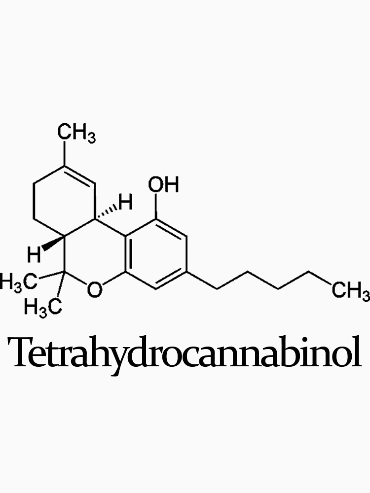 "Tetrahydrocannabinol Molecule With Text" T-shirt for Sale by ...