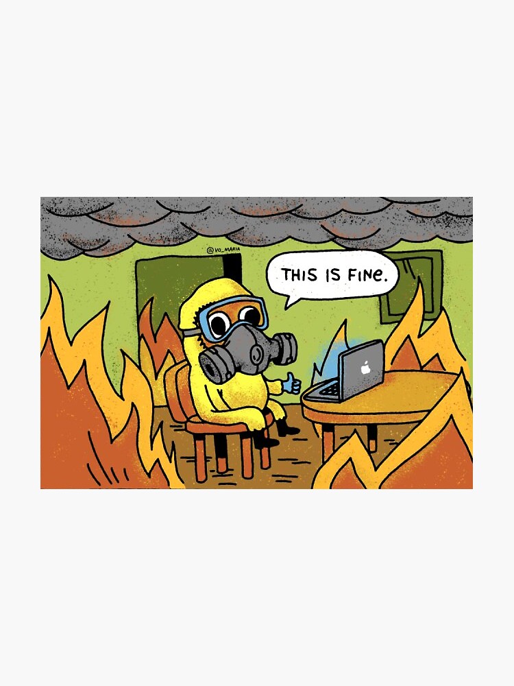 "This is fine " Sticker for Sale by Rectevivit | Redbubble