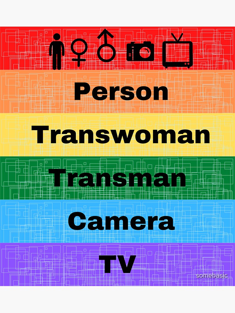 "Person Transwoman Transman Camera Tv Rainbow" Sticker for Sale by ...