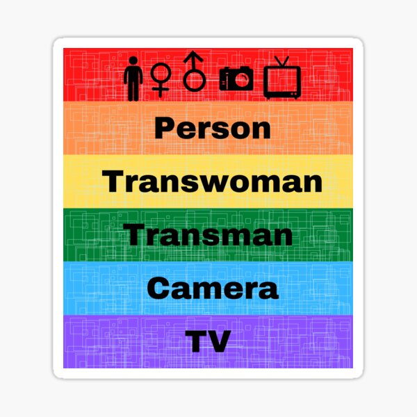 "Person Transwoman Transman Camera Tv Rainbow" Sticker for Sale by ...