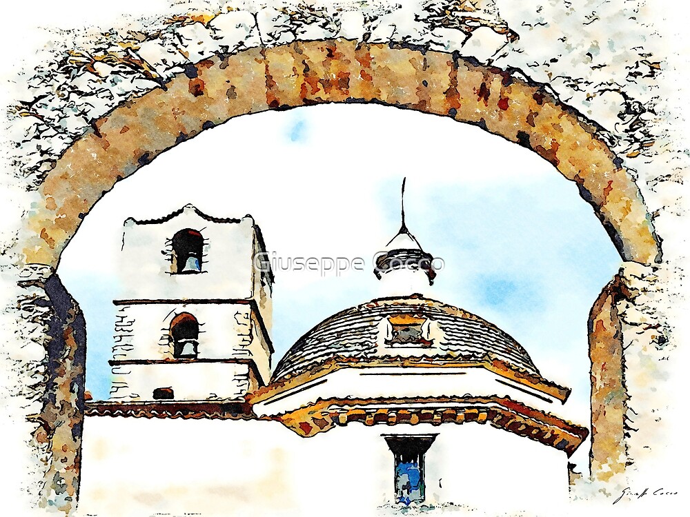 "Arch, bell tower and domes of the sanctuary" by Giuseppe Cocco | Redbubble