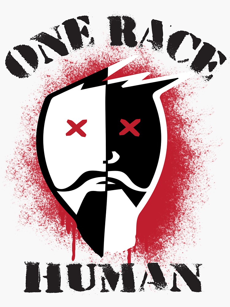 "A race human black and white half face human face" Sticker for Sale by ...