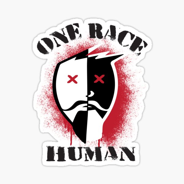 "A race human black and white half face human face" Sticker for Sale by ...