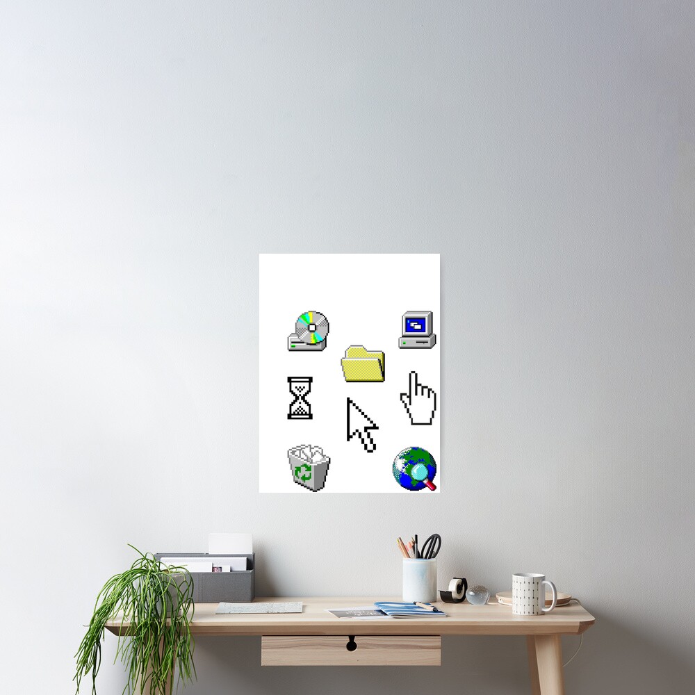 "Windows 95 Computer Icon Sticker Pack Collection" Poster by OFFICIAL ...