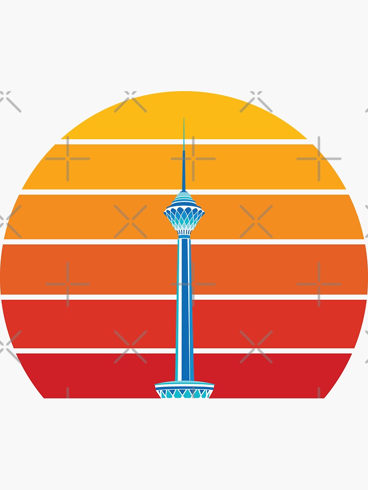 " Milad Tower Retro Sunset" Sticker for Sale by ArtEntwined | Redbubble