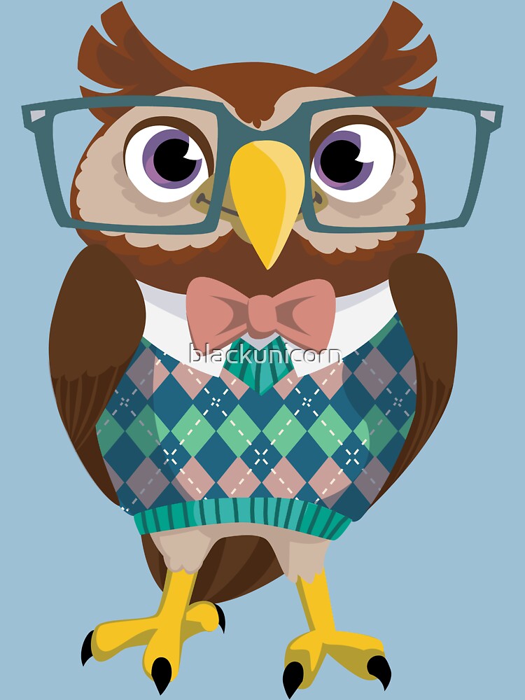 "Nerdy Owl" T-shirt for Sale by blackunicorn | Redbubble | bird t ...