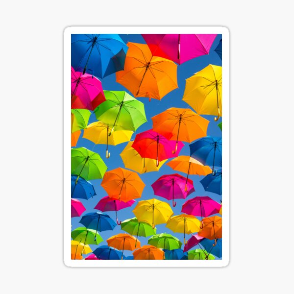 "A Rainbow of Umbrellas" Sticker by emilyallsopp | Redbubble