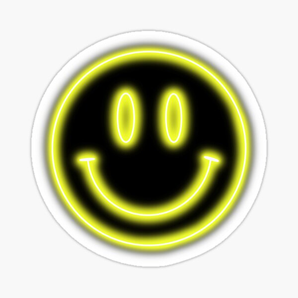 "Yellow Neon light smiley face" Sticker for Sale by kathleenkwiat ...