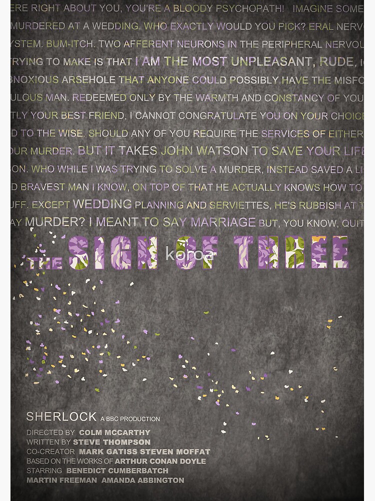 "The Sign of Three fan poster" Poster for Sale by koroa | Redbubble