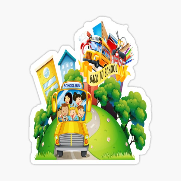 "Back To School , School Bus" Sticker for Sale by Memo911 | Redbubble