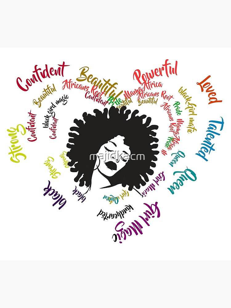 Lámina fotográfica «Fuerte peinado afro de mujer negra, traje de mujer ...