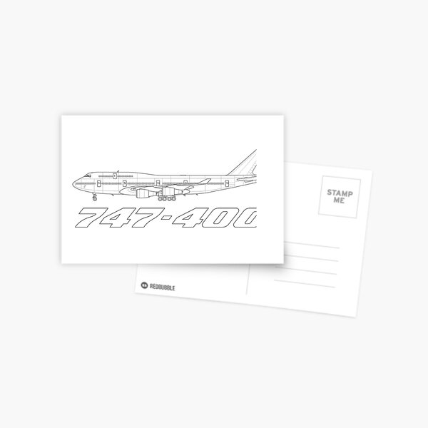 "Boeing 747-400 Outline" Postcard for Sale by Avi8orGear | Redbubble