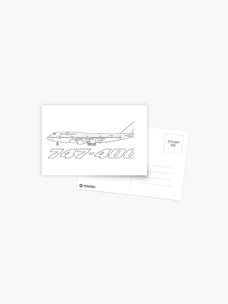"Boeing 747-400 Outline" Postcard for Sale by Avi8orGear | Redbubble
