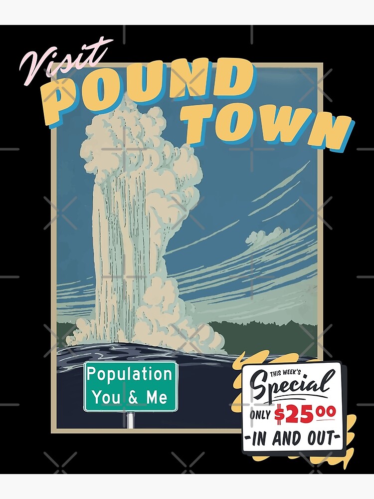 "Visit Pound Town Funny Vintage Travel Poster" Poster for Sale by breh ...