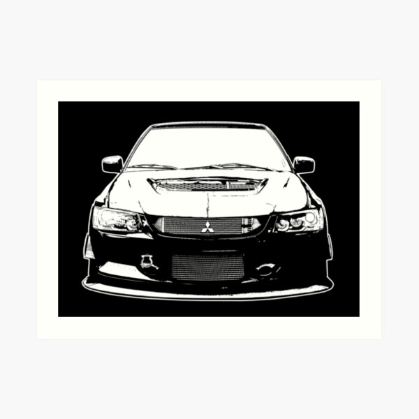 "The Evo IX Front View (Black N White) 1" Art Print by NawbuSmart ...