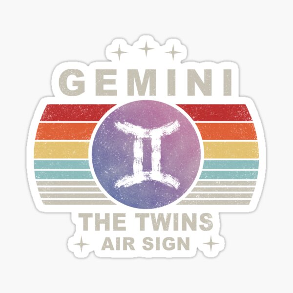 "Gemini Air Sign Astrology Zodiac Retro Vintage Element" Sticker by ...
