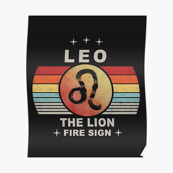 "Leo Fire Sign Astrology Zodiac Retro Vintage Element" Poster by ...